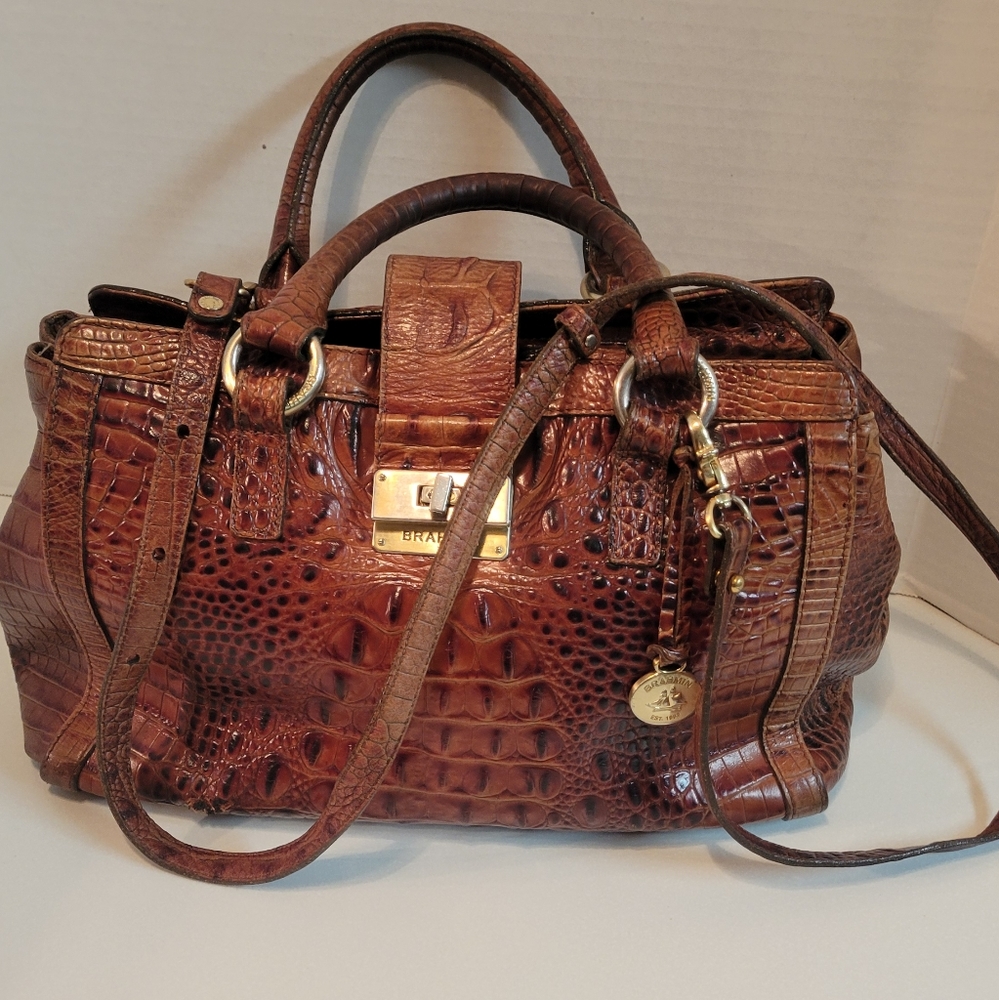 Brahmin Annabelle Melbourne Pecan Satchel W/ Dust Bag - Gem